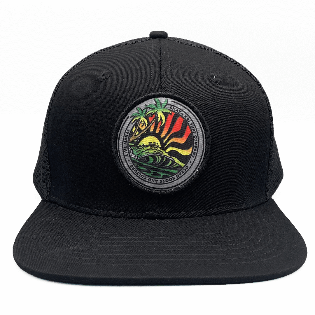 Rasta Wave Semi Curved Brim Trucker Hat | Shaka Kai